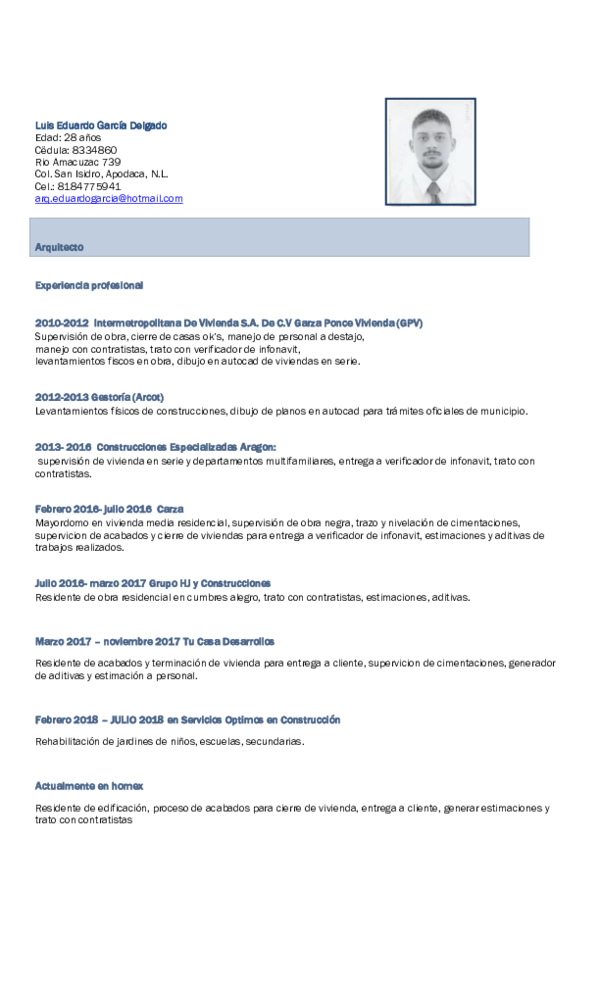 (DOC) Curriculum (1) | Luis Garcia - Academia.edu