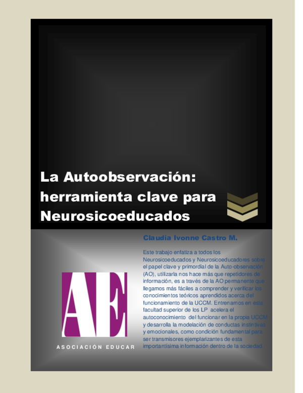 (PDF) La Autoobservación: herramienta clave para Neurosicoeducados A S ...
