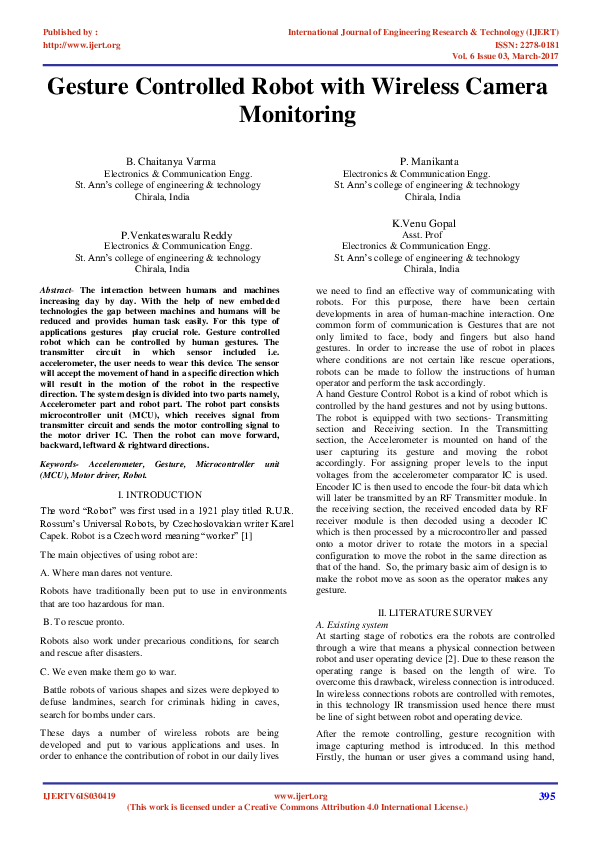 (PDF) Gesture-Controlled Robot with Camera Monitoring