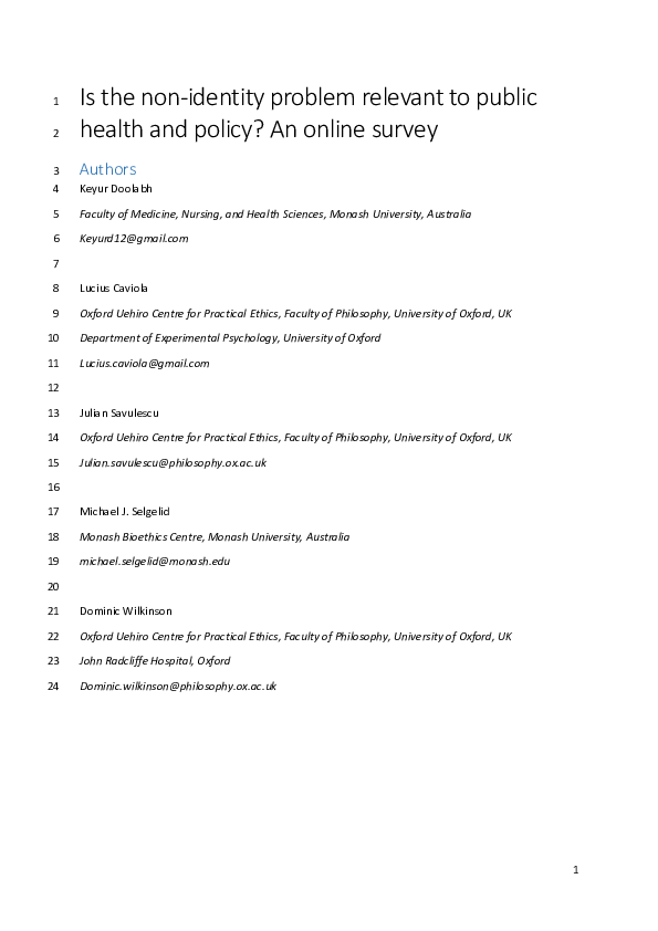 (DOC) Non identity problem survey revised manuscript 2 (peer review and ...