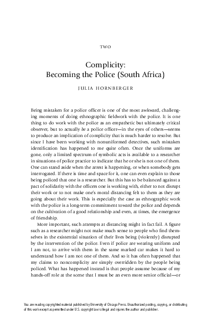 (PDF) Complicity. Becoming the Police