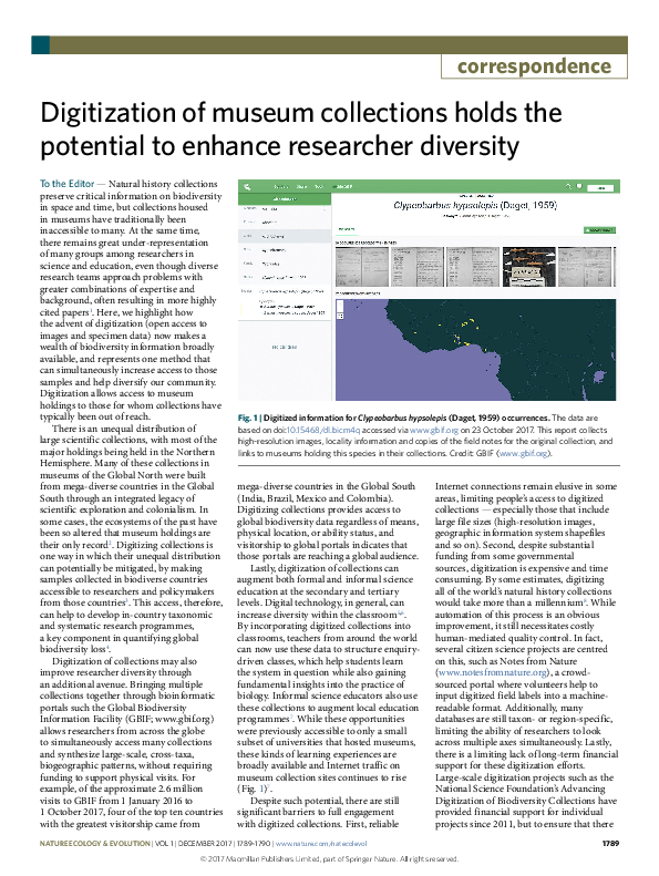 (PDF) Digitization of museum collections holds the potential to enhance ...