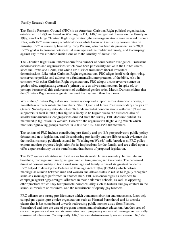 (DOC) Family Research Council