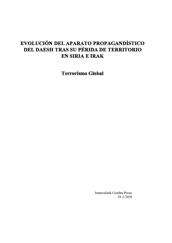 (PDF) EVOLUCIÓN DEL APARATO PROPAGANDÍSTICO DEL DAESH TRAS SU PÉRIDA DE ...