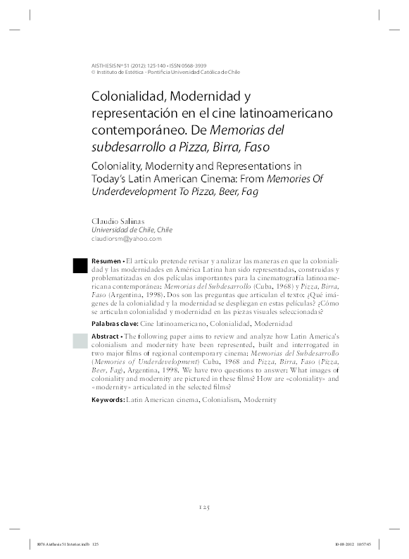 (PDF) Colonialidad modernidad y representacion en el cine ...