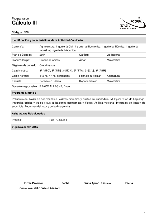(PDF) Cálculo III Código/s: FB8 Identificación y características de la ...