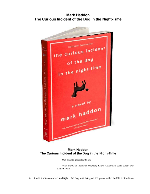 (PDF) Mark Haddon The Curious Incident of the Dog in the Night-Time Mark Haddon The Curious ...