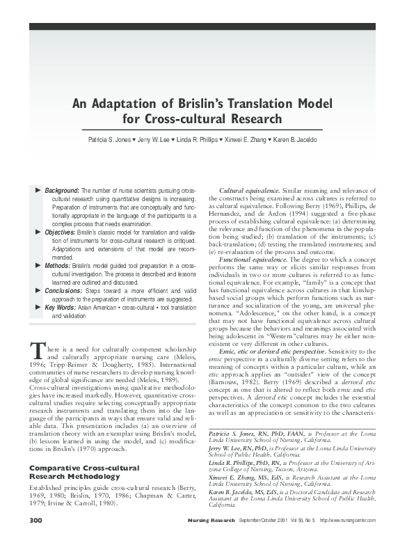 (PDF) An Adaptation of Brislin's Translation Model for Cross-cultural ...