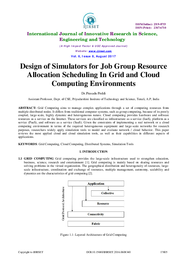 (PDF) Design of Simulators for Job Group Resource Allocation Scheduling In Grid and Cloud ...