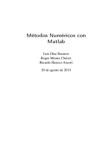 (PDF) Métodos Numéricos con Matlab