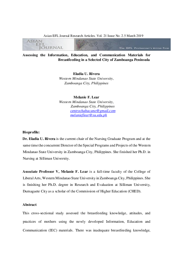 (DOC) Assessing the Information, Education, and Communication (IEC ...