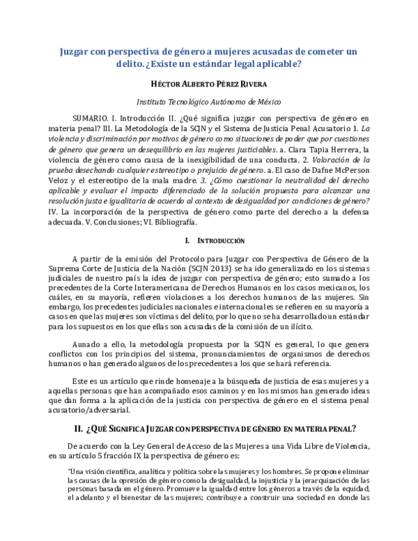 Pdf Juzgar Con Perspectiva De Genero A Mujeres Acusadas De Cometer Un