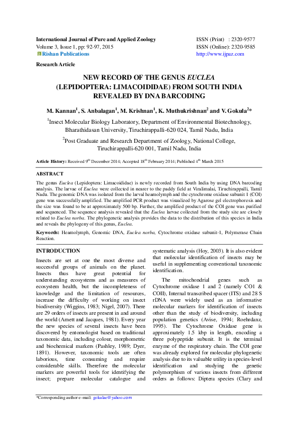 (PDF) NEW RECORD OF THE GENUS EUCLEA (LEPIDOPTERA: LIMACOIDIDAE) FROM ...