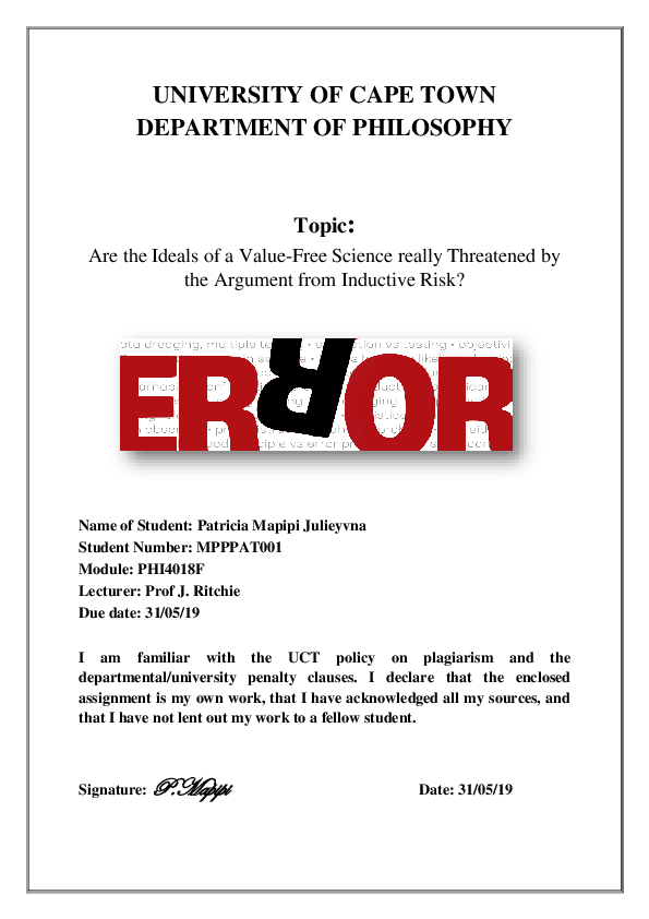 (DOC) Are the Ideals of a Value-Free Science really Threatened by the ...