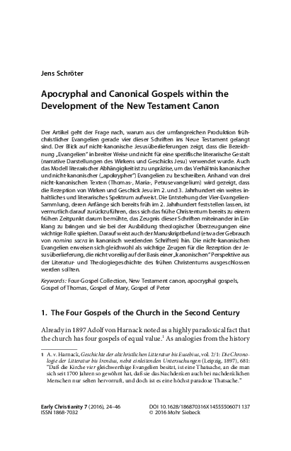 (PDF) Apocryphal and Canonical Gospels within the Development of the ...