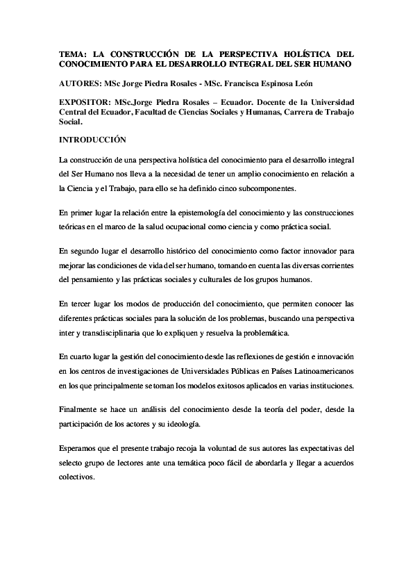 (DOC) TEMA: LA CONSTRUCCIÓN DE LA PERSPECTIVA HOLÍSTICA DEL ...