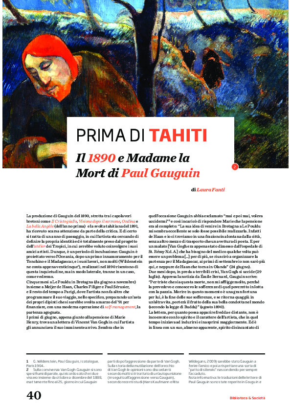 (PDF) Prima di Tahiti: il 1890 e "Madame la Mort" di Paul Gauguin