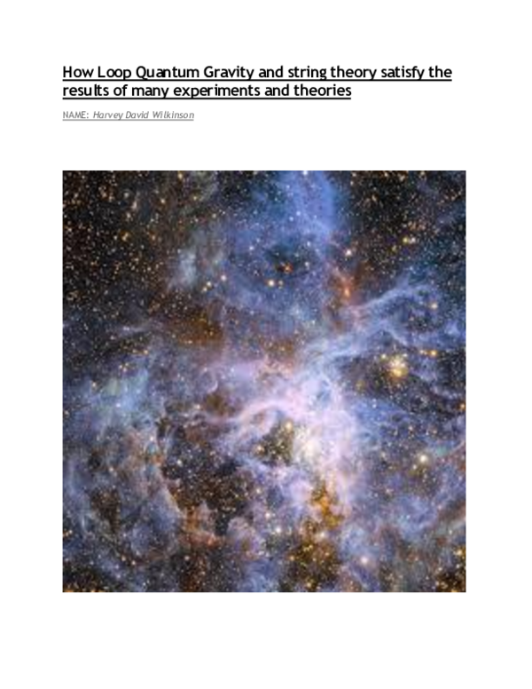 (PDF) How Loop Quantum Gravity and string theory satisfy the results of many experiments and ...