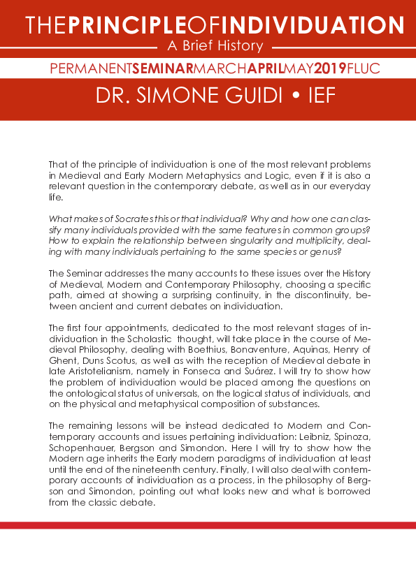 (PDF) The Principle of Individuation: A Brief History