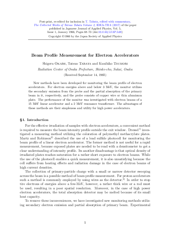 (PDF) Beam profile measurement for electron accelerators