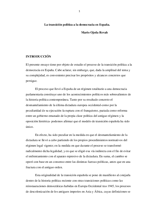 (PDF) La transición política a la democracia en España, 1975-1982/The ...