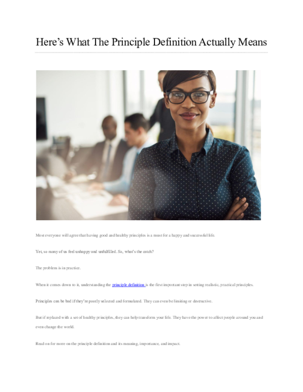 (PDF) Here's What The Principle Definition Actually Means