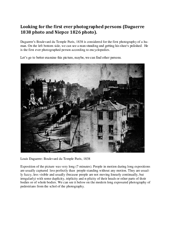 (PDF) Searching for the first ever photographed persons (Daguerre 1838 ...