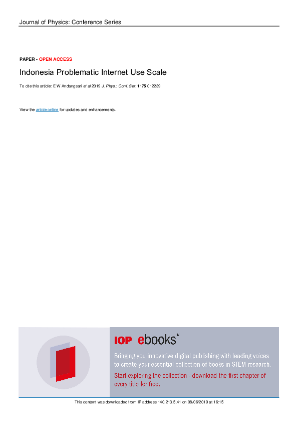 (PDF) Indonesia Problematic Internet Use Scale Indonesia Problematic ...