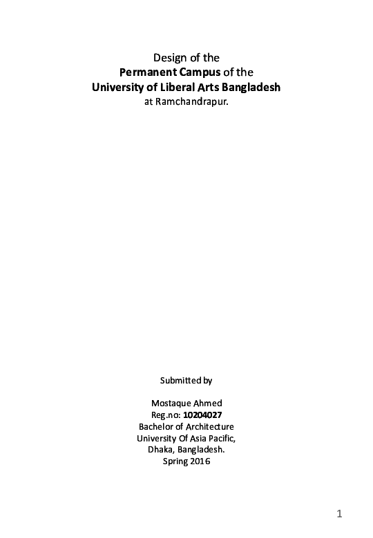 (PDF) Dissertation on Design of The Permanent Campus of ULAB