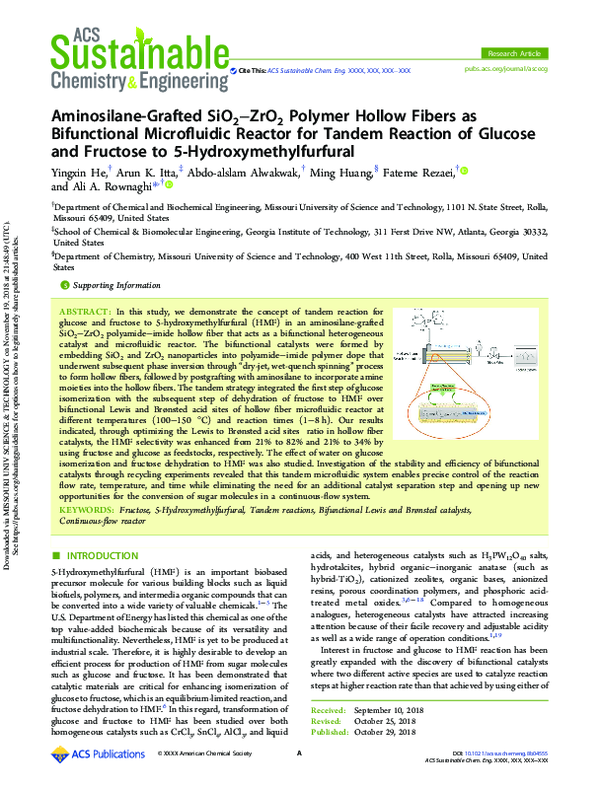 (PDF) Aminosilane-Grafted SiO 2 −ZrO 2 Polymer Hollow Fibers as ...