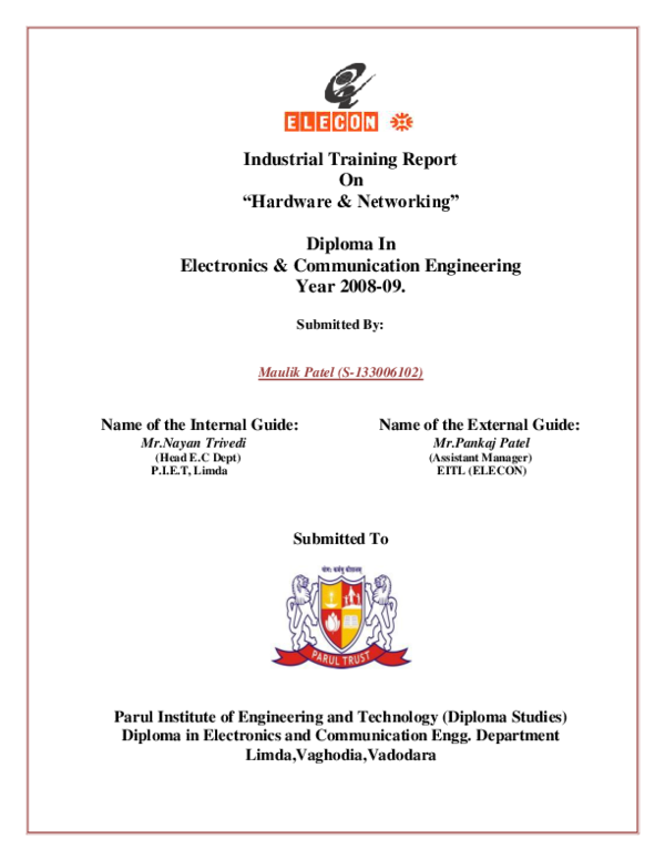 (PDF) Name of the Internal Guide: Name of the External Guide
