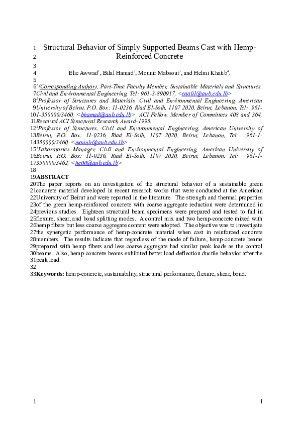 (DOC) Structural Behavior of Simply Supported Beams Cast with Hemp ...