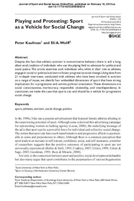 (PDF) Playing and protesting: Sport as a vehicle for social change