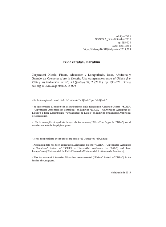 (PDF) Avicena y Gerardo de Cremona sobre la frenitis: Una comparación ...