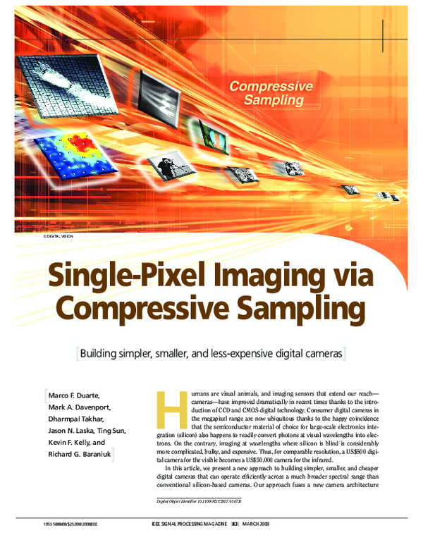(PDF) Single-pixel imaging via compressive sampling (PDF) Single-pixel imaging via compressive sampling