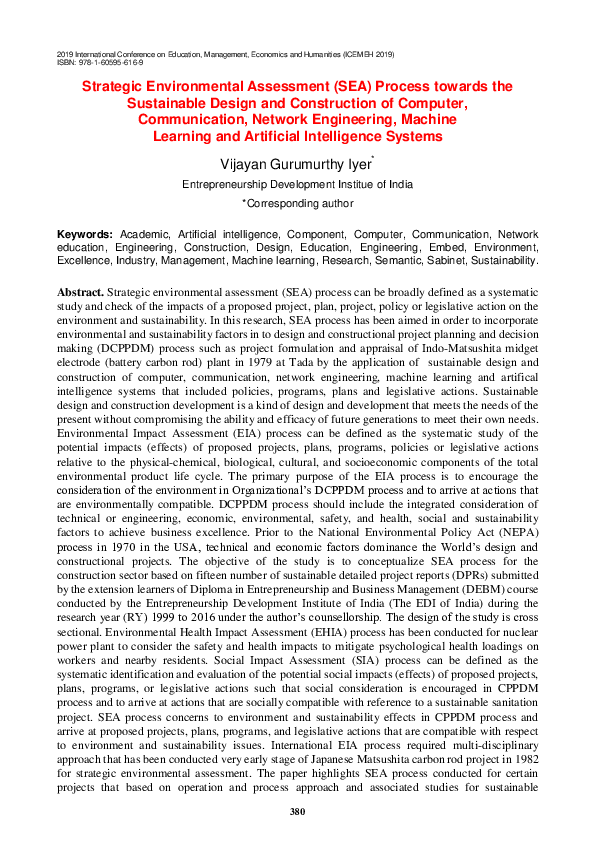 (PDF) Strategic Environmental Assessment (SEA) Process towards the ...