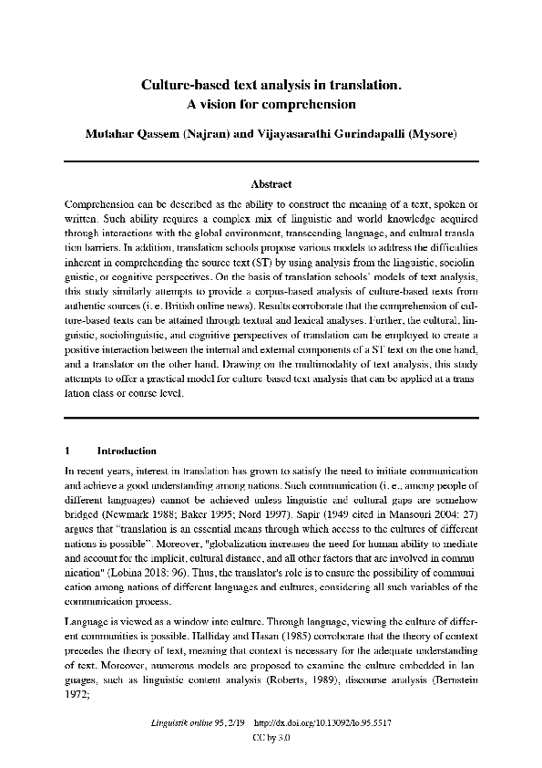 (PDF) Culture-based text analysis in translation: A vision for ...