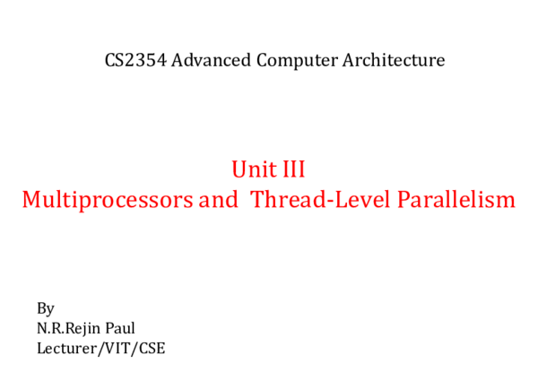 Pdf Unit Iii Multiprocessors And Thread Level Parallelism Cs2354 Advanced Computer Architecture