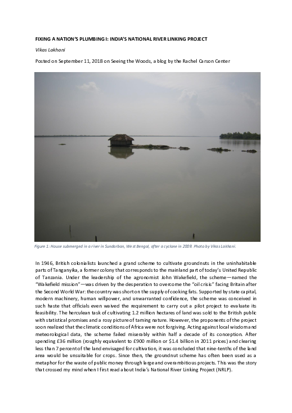 (PDF) Fixing a Nation's Plumbing: India's National River Linking Project