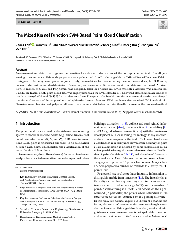 (PDF) The Mixed Kernel Function SVM-Based Point Cloud Classification