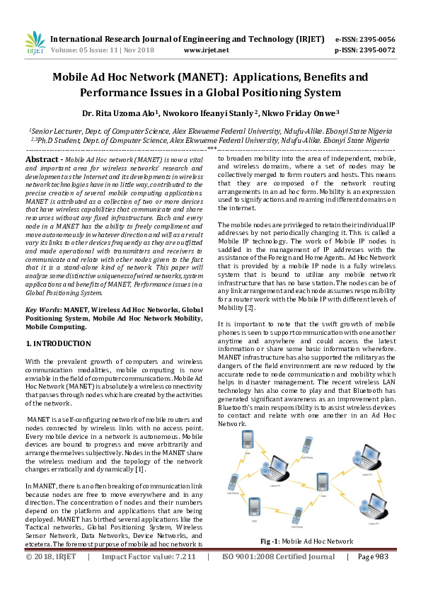 Pdf Mobile Ad Hoc Network Manet Applications Benefits And