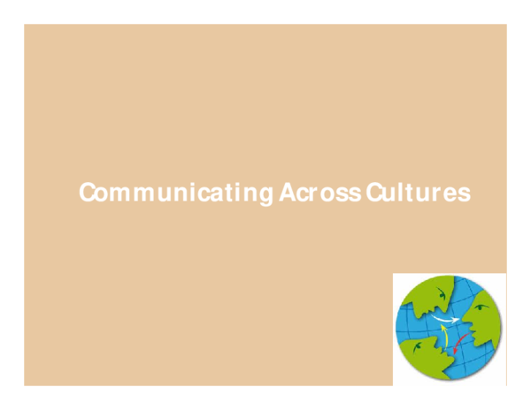 (PDF) Communicating Across Cultures