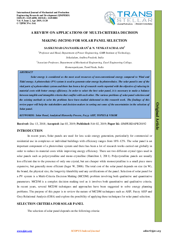 (PDF) A REVIEW ON APPLICATIONS OF MULTI-CRITERIA DECISION MAKING (MCDM ...