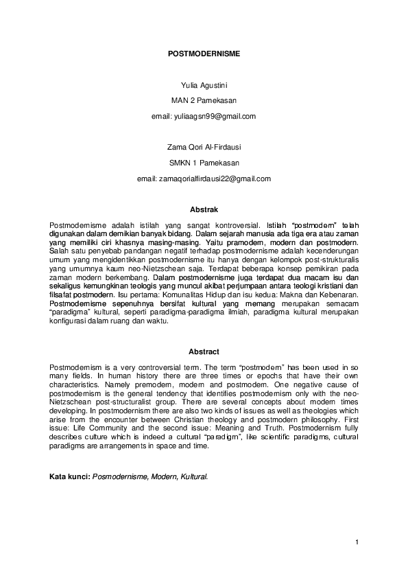 (PDF) POSTMODERNISME
