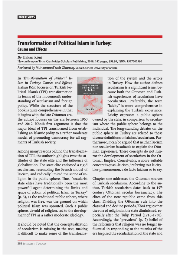 (PDF) Transformation of Political Islam in Turkey: Causes and Effects