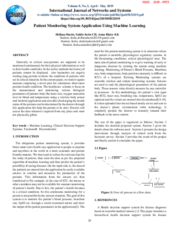 (PDF) Patient Monitoring System Application Using Machine Learning ...