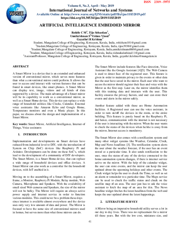 (PDF) ARTIFICIAL INTELLIGENCE EMBEDDED MIRROR