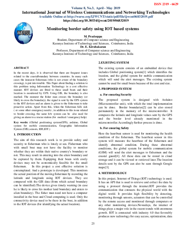 Pdf Monitoring Border Safety Using Iot Based Systems
