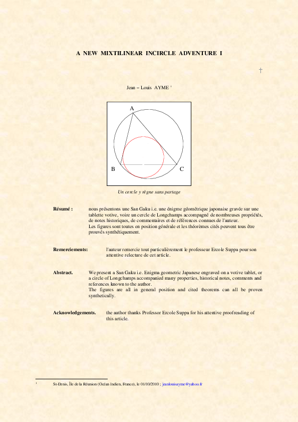 (PDF) A NEW MIXTILINEAR INCIRCLE ADVENTURE I