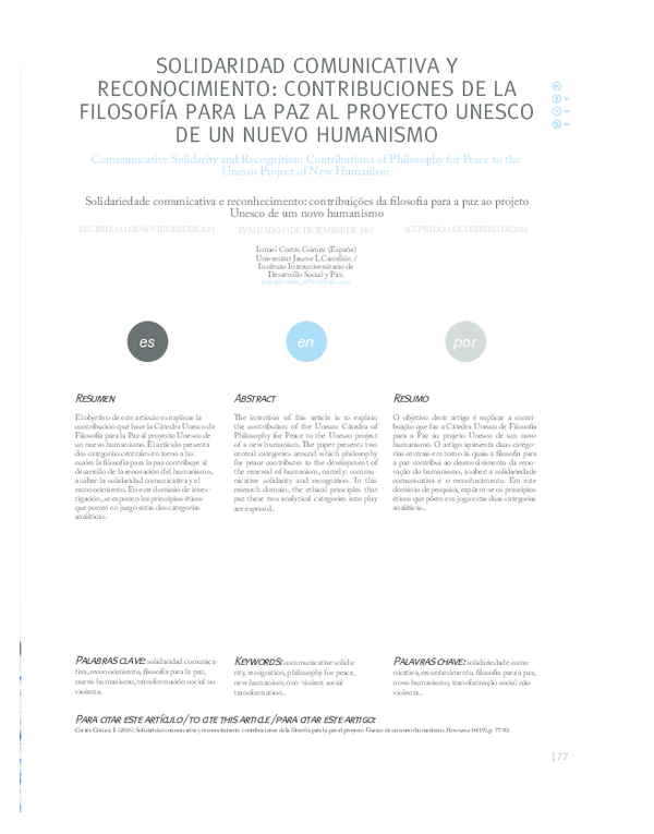 (PDF) Solidaridad comunicativa y reconocimiento: contribuciones de la ...